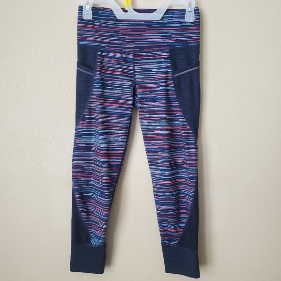 Athleta | Pants & Jumpsuits | Athleta Blue Striped Chaturanga Tight ...